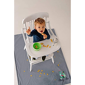 Easy Clean Up Pourable Splat Mat for Under High Chair, Waterproof Spill Mat Washable Non-Slip Floor Protector Splash Mat