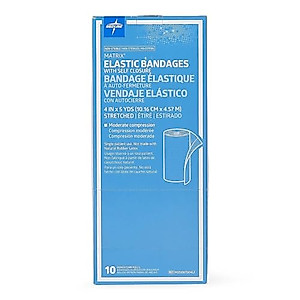 Medline Matrix Wrap Elastic Bandage with Hook and Loop Closure, Non-Sterile, 4" x 5 yd, White/Beige (Pack of 10)