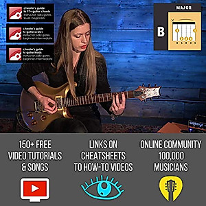 iVideosongs All-In-One Guitar Cheatsheet • Guitar Chords, Scales & Triads Guitar Reference Charts • Full Color with Circle of Fifths, Tab & CAGED Guitar • Free Access to 150+ Guitar Tutorials