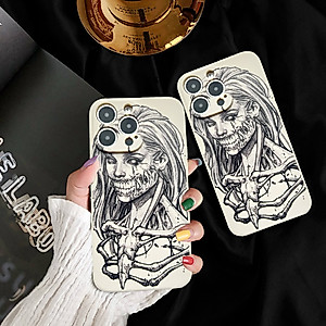 Shegazzi Compatible with iPhone 14 Pro Max Case, Halloween Skull Skeleton Phone Case for Apple iPhone 14 Pro Max, Slim TPU Liquid Silicone Phone Case Full Body Protective Cover