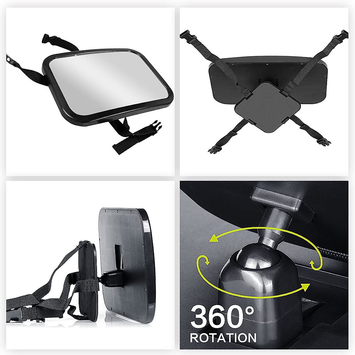 VARGTR Baby Car Mirror,Safety Car Seat Mirror For Infants,Large Car Seat Mirror For Rear Facing Infant Child With Wide Crystal Clear View, Effortlessly Monitoring Child In The Back Seat