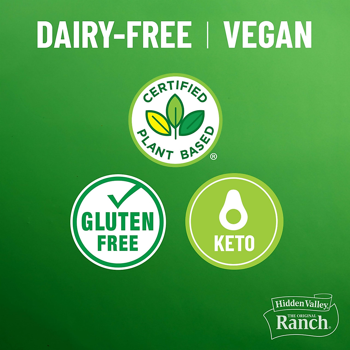 Hidden Valley The Original Ranch Plant Powered Dairy Free Ranch Salad Dressing and Topping, 12 Fluid Ounces (Package May Vary)