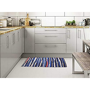 COTTON CRAFT Cotton Chindi Rag Rug - 2 Pack - Boho Farmhouse Rustic Area Accent Throw Rug - Handwoven Reversible Natural Recycled Yarn - Living Room Den Study Home Décor Gift -20 x 32 in - Multi Color