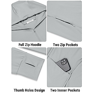 COOFANDY Men Full Zip UPF 50 Sun Protection Hoodie Jacket Long Sleeve Lightweight Breathable UV Shirts with Pockets