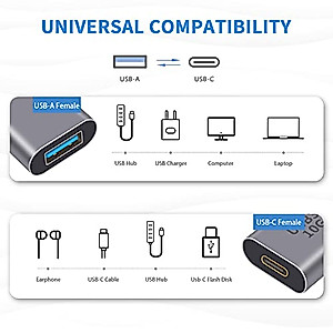 Duttek USB C Female to USB Female Adapter 3.1 Gen2, USB 3.1 A to USB Type C Adapter Double-Sided 10 Gbps Support Data Sync and Charging for Laptop, PC etc 1Pack