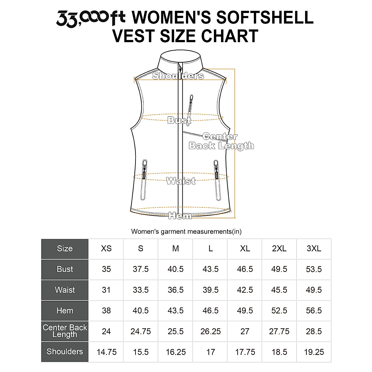 33,000ft Women's Lightweight Running Vest Outerwear with Pockets, Windproof Sleeveless Jacket for Golf Hiking Travel
