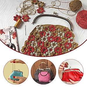 uxcell 8 Pcs Metal Purse Frames Set - 8.07" Kiss Lock Clasp Frame Embossed Clutch Frame with Handle for Coin Purse Making DIY Craft, Mixed Color