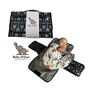 Portable Diaper Changing Pad by BabyDJhor, Open with One Hand, Unisex Baby Style, Excellent to Travel, Camping, Vacations, Gift, Register List and More. Newborn and Infant.