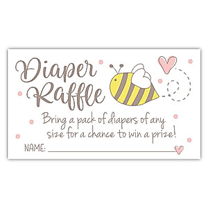 50 Baby Bee Diaper Raffle Tickets for a Girl or Gender Neutral Baby Shower - Invitation Inserts - Mom to Bee Baby Shower