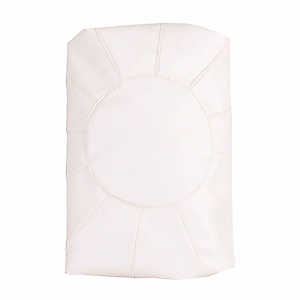 zefen Unstuffed Pouf Foot Stool Round Decorative Leather Ottoman Cushion Storage seat or for Resting Your Feet on, Floor Chair Foot Living Room Bedroom Kids Room and Wedding (White)