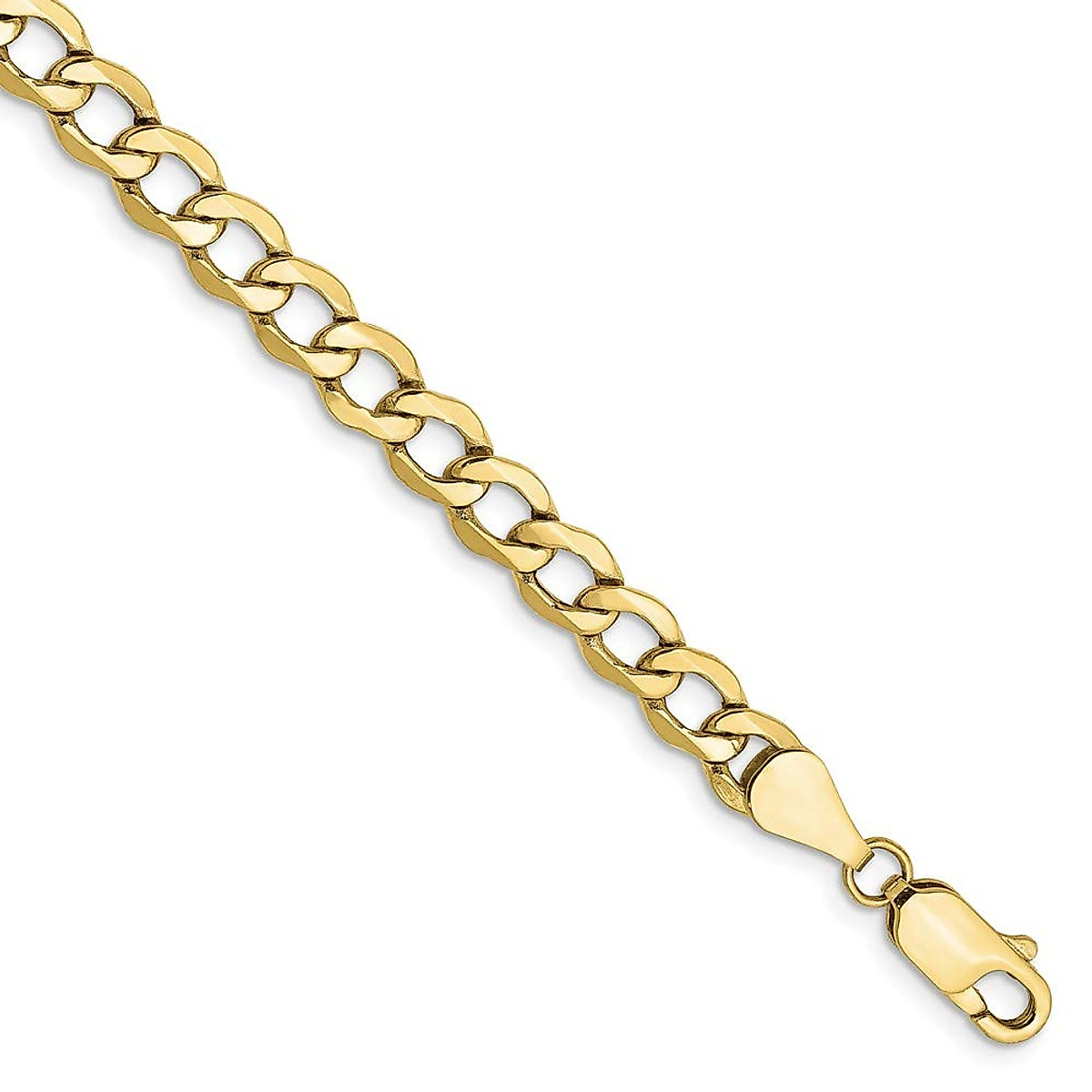 Sonia Jewels 10k Yellow Gold 5.25mm Curb Cuban Link Chain Bracelet - with Secure Lobster Lock Clasp 7"