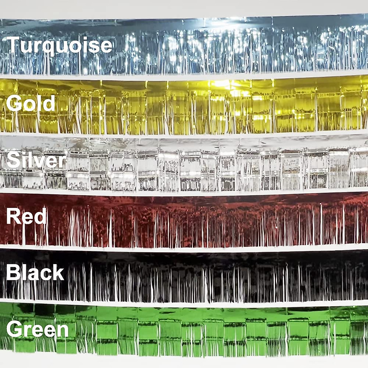 CareCheer 5 Pack 10 Feet Foil Fringe Garland Shiny Metallic Wall Hanging Drapes Tassel Skirting Decorations Supplies for Parade Float Trailer Mardi Gras Party Birthday Wedding (Silver)