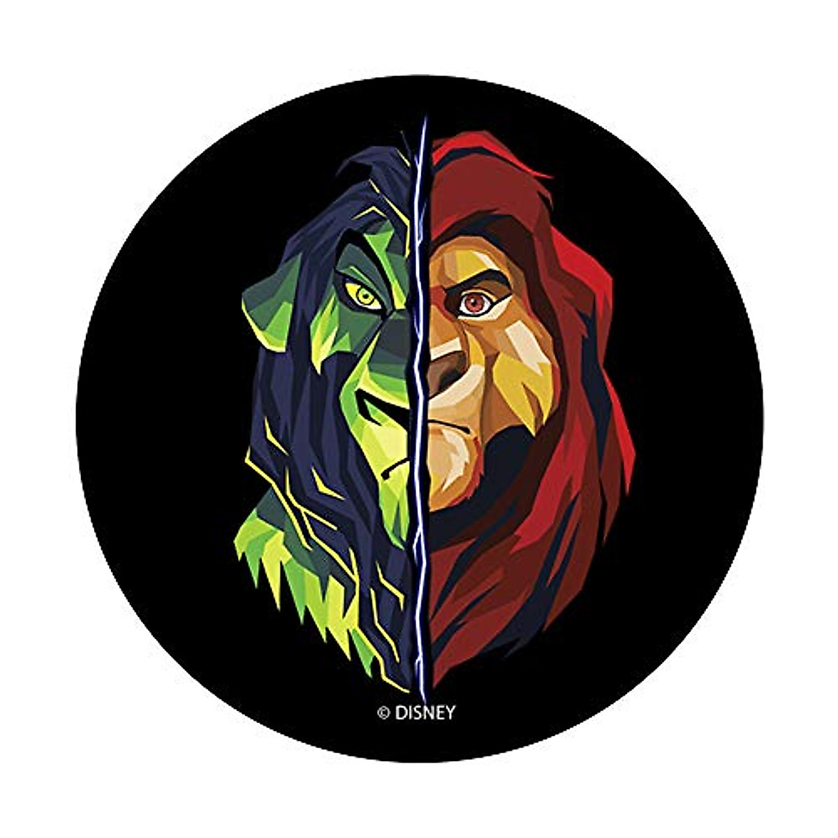 Disney The Lion King Half Scar Half Mufasa Face PopSockets PopGrip: Swappable Grip for Phones & Tablets