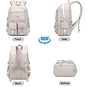 Makukke School Backpacks for Teen Girls - Laptop Backpacks 15.6 Inch College Cute Bookbag Anti Theft Women Casual Daypack,Gray