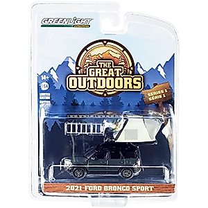 2021 Bronco Sport Dark Gray and Black with Modern Rooftop Tent The Great Outdoors Series 1 1/64 Diecast Model Car by Greenlight 38010 F