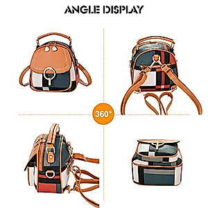 Ergocar Women's Fashion Backpack Purse, Anti-theft Convertible Tote Backpack for Women, Plaid PU Leather Casual Daypack for Girls Shoulder Bag, Ladies Small Travel Purse, Beige