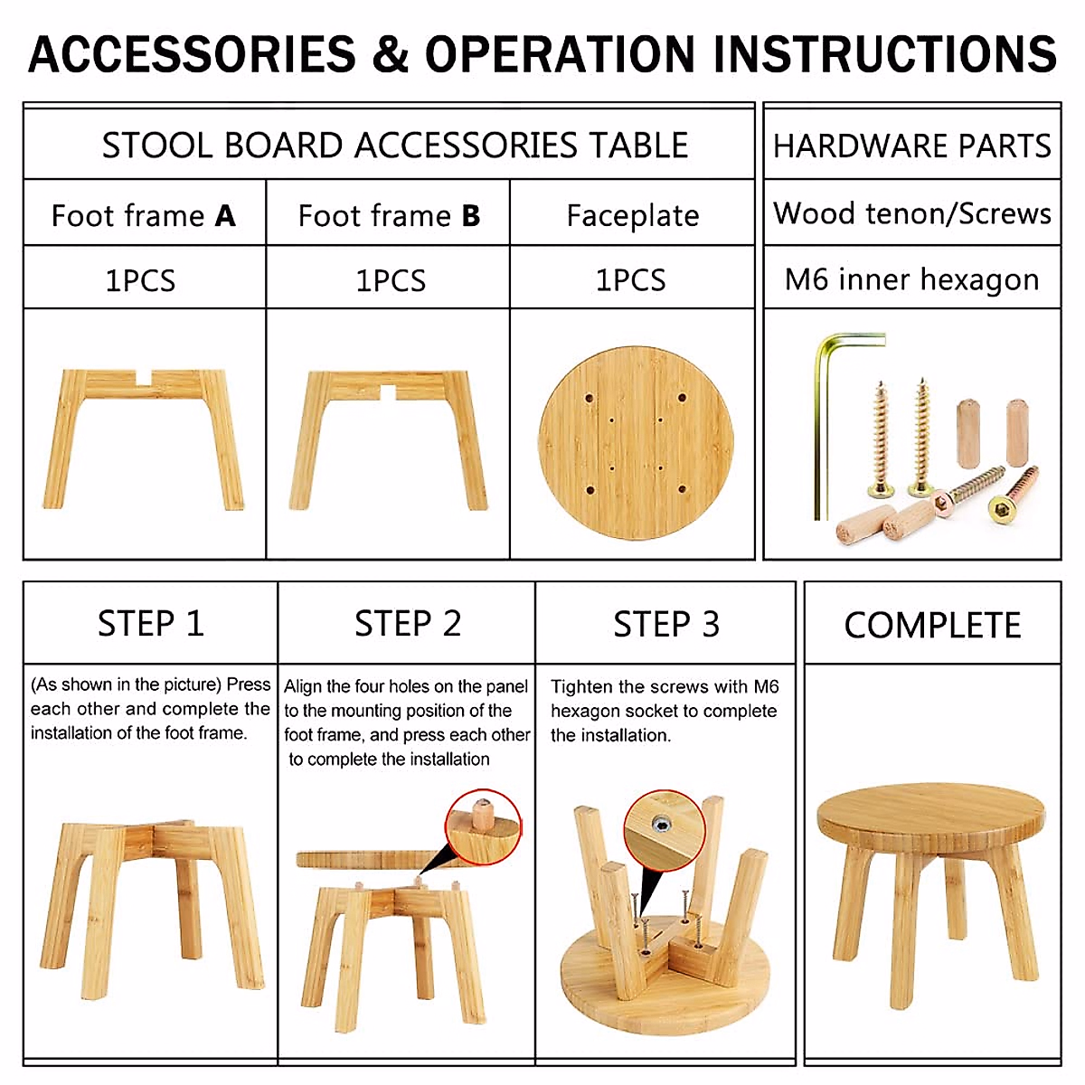 Bamboo Wooden Step Stool - Portable Stool - Foot Stool Bed Steps for High Beds for Adults Holds Up to 350lbs Sturdy Kids Step Stools for Kitchen Bathroom Bedroom Toilet (Large Round)