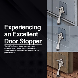 One-touch doorstop adhesive bracket , One-Touch semi-Automatic Metal Door Stopper, With Non-Slip Rubber Tip for Wood, Concrete, Tiled, and Carpeted Floors, Sticker (4inch x 1pack, white)