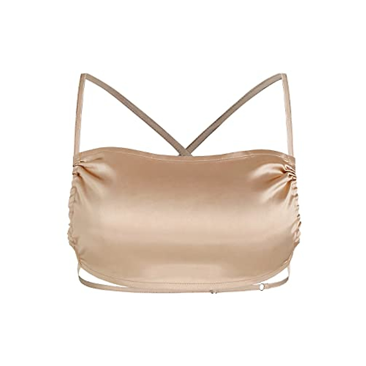 ZAFUL Women's 2 Piece Cut Out Silky Satin and One Shoulder Mini Cami Dresses for Graduation Night Club Date Party(Champagne, S)