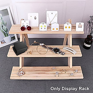 EKDJKK 3 Tier Wooden Cupcake Stand, Earring Display Stands for Selling, Desktop Ladder Plant Stand, Rustic Retail Display Riser Jewelry Holder Stand for Cupcakes, Desserts, Brooch, Bracelet, Tabletop
