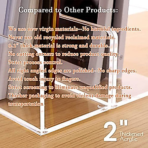 HeZone Magazine Holder, Clear Acrylic Desk Organizers, File Organizer for Desk, Magazine Rack- Desktop Book Storage -Independent Vertical 1 Space-2 Pack
