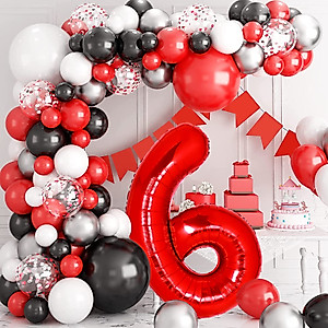 40 Inch Red Number 6 Balloon Large Size Jumbo Digit 6 Mylar Foil Helium Red Balloons for 6th Birthday Party Boys Girl Celebration Decors 6 Years Old Anniversary Photo Shoot for Kids Gift Bridal Shower