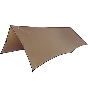 OneTigris BULWARK Camping Tarp, 100% Waterproof Bushcraft Shelter, Lightweight Hammock Rain Fly Portable Anti UV Large 12.8ft x 9.5ft