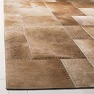 SAFAVIEH Studio Leather Collection 3' x 5' Beige STL174B Handmade Mid-Century Modern Leather Area Rug