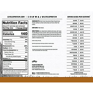 Levels Grass Fed 100% Whey Protein, No GMOs, Chocolate Peanut Butter, 5LB