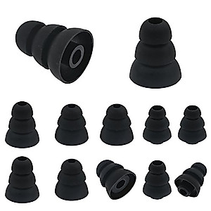 ALXCD Triple Flange Ear Tip, 6 Pairs S/M/L Size Triple Three Flange Noise Isolation Silicone Earbuds Tips with 4mm Connector Hole, Fit for Most in Ear Earphone (Black)[S/M/L]