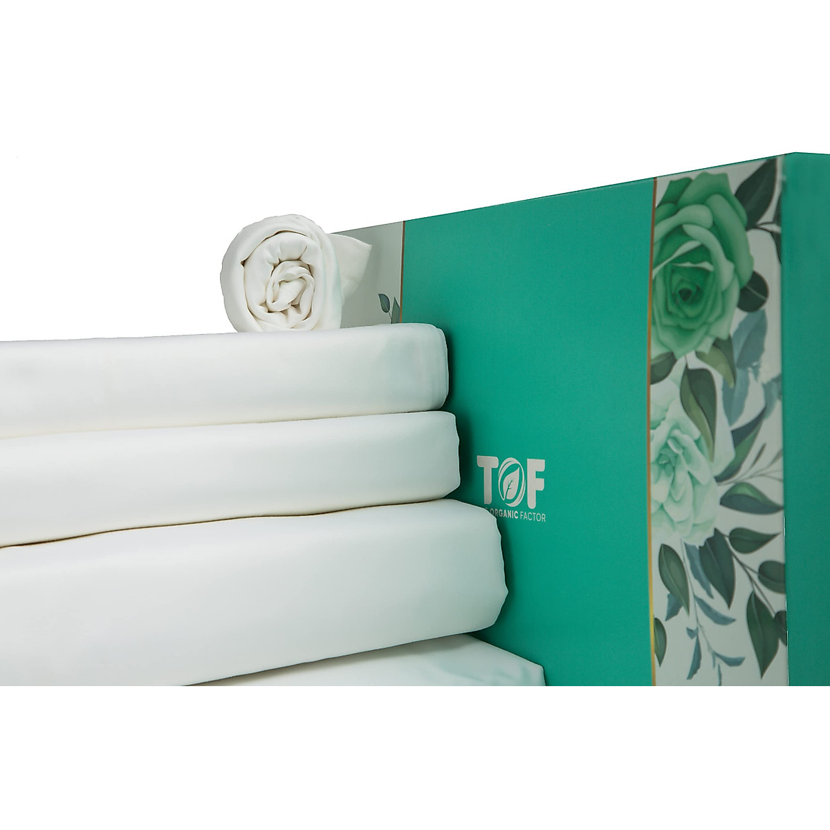 California King Sheet Sets - White, GOTS Approved 400TC, Organic Sheets, 4 Piece Bedding Set, Cal King Sheets, Silky Soft Sateen Weave, Cal King Sheets Deep Pocket Fitted, California King Sheets