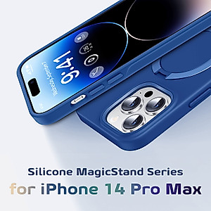 CASEKOO for iPhone 14 Pro Max Case with Invisible Stand [Compatible with MagSafe] [Dust-Free Antistatic Silicone] Protective Non-Slip Phone Cover Cases for Women Men 6.7 inch, Blue