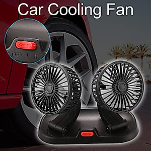 X AUTOHAUX Car Fan 5V USB Electric Car Cooling Fan with 360 Degree Adjustable Dual Head Automobile Vehicle Fan for Car Truck SUV RV Boat Black