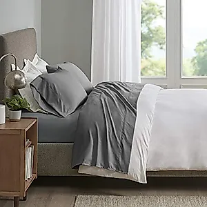 Sleep Philosophy Smart Cool Microfiber Moisture-Wicking Breathable 3 Piece Cooling Sheet Set, Twin Size, Grey