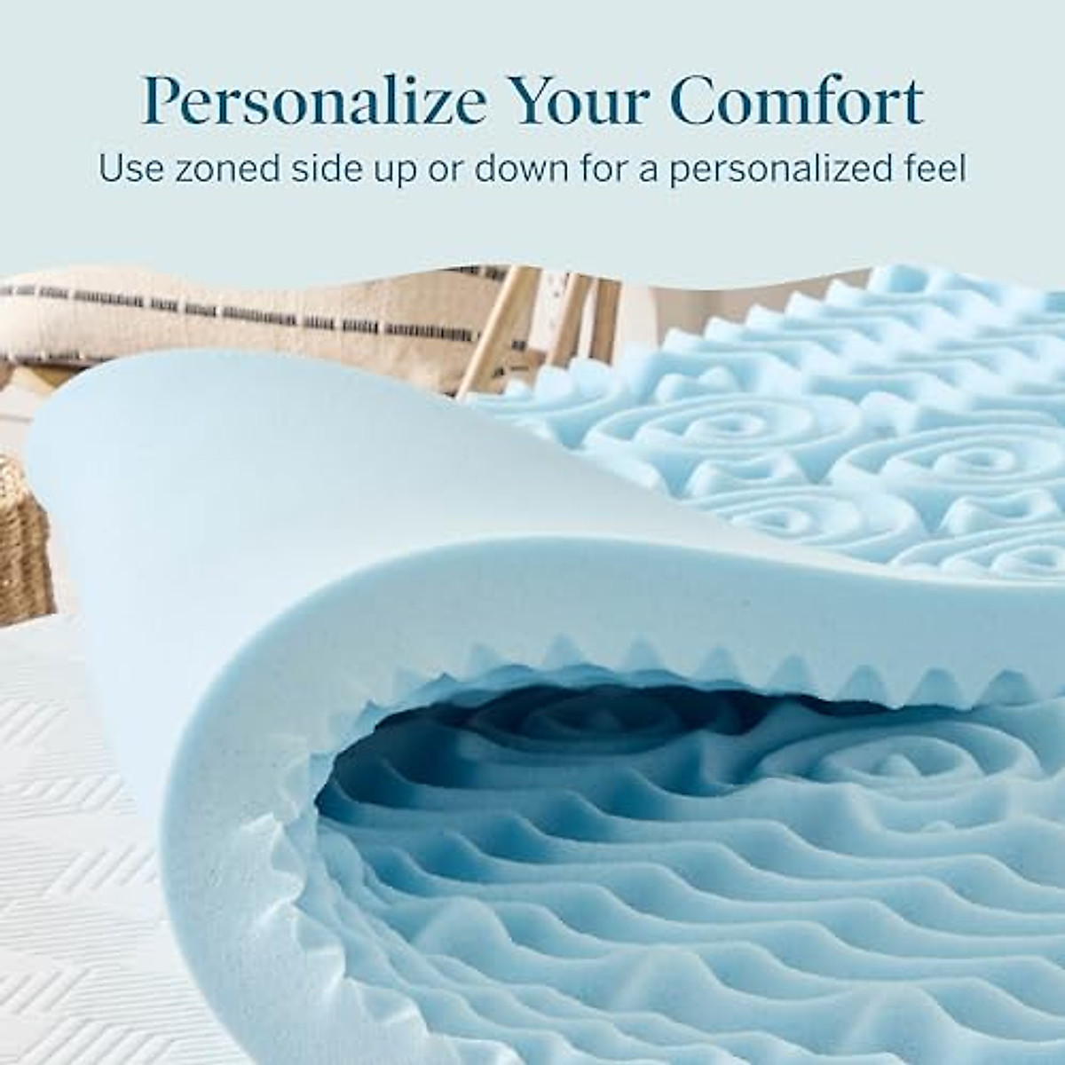 Lucid 3 Inch Mattress Topper Queen - Memory Foam Mattress Topper Queen - 5 Zone Gel Infusion - CertiPur Certified Foam