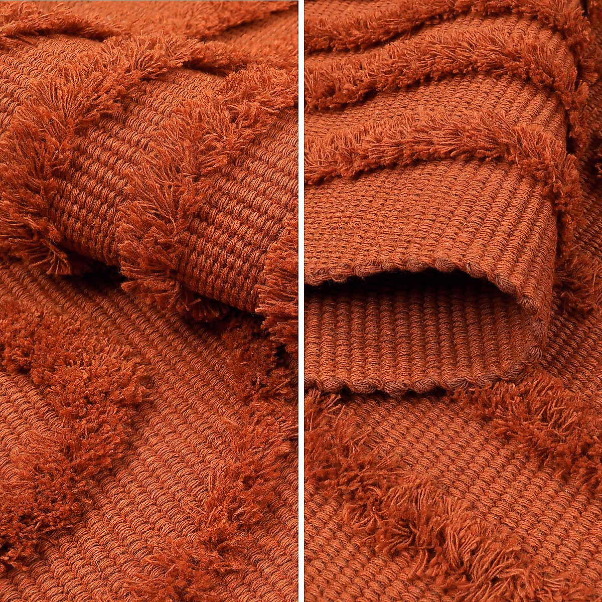 LEEVAN Washable Kitchen Rug 2'x4.3', Boho Hand-Woven Entryway Rug, Terracotta Rainbow Bedroom Rug with Tassels, Farmhouse Tufted Bathroom Rugs, Bohemian Rugs for Bedside/Laundry/Nursery