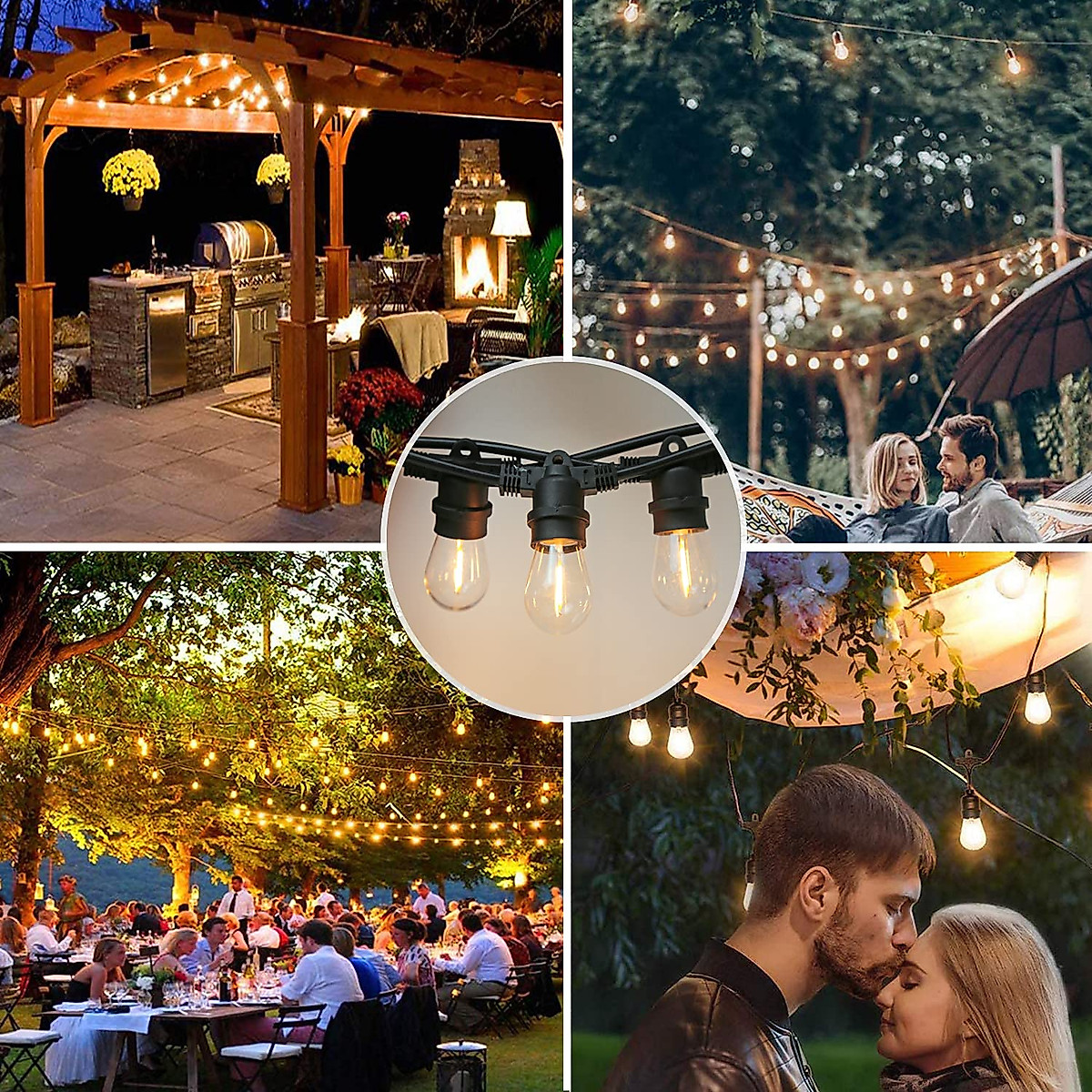 Shatterproof LED String Lights, Waterproof, Warm White 2200K, 70LM, E26 Base - 15 Pack