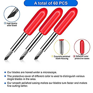 DERFILIN 60PCS Fine Point Blades for Explore Air/Air 2 Maker 3/Expression,45 Degree Standard Vinyl Fabric Cutting Replacement Blades for Cricut Machines