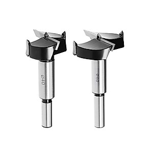 uxcell Forstner Drill Bits Set 40mm Dia. & 60mm Dia. Tungsten Carbide Wood Hole Saw Auger Opener, Woodworking Hinge Hole Drilling Boring Bit Cutter Black