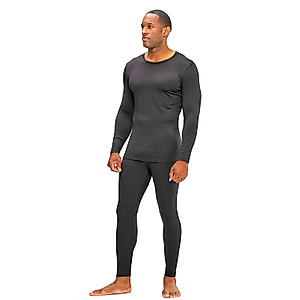 DEVOPS Men's Thermal Underwear Long Johns Set with Fleece Lined (Medium, Black)