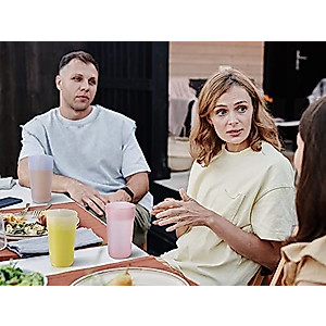 WANCHIY Reusable Plastic Cups- 20 oz Plastic Cups, Plastic Tumblers Set of 8, Unbreakable Plastic Drinking Glasses - Colorful Stackable Party Cups Set (Pack 8-20oz)