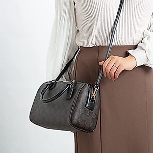 Coach F32203 Signature Shoulder Bag, PVC Leather, 2-Way, Brown/Black