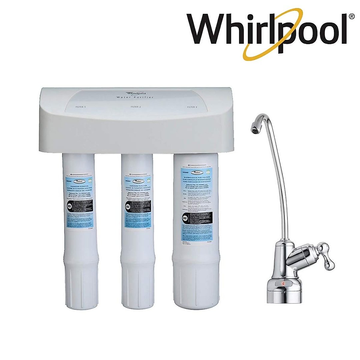 Whirlpool WHEMBF Replacement Filter Set Fits WHAMBS5 & WHEMB40 Filtration Systems | Extra Long Life | Easy to Replace UltraEase Filter Cartridges | 1 Count (Pack of 1), White