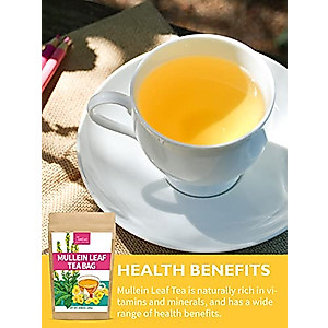 TeeLux Mullein Leaf Tea Bags, 3g/Bag, Natural Mullein Leaves, Caffeine Free, Pure Mullein Herbal Tea, 60 Tea Bags