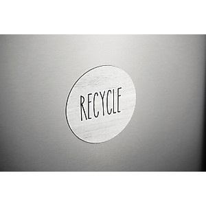 Rustic Recycle and Trash Magnets for Kitchen Trash Cans and Recycling Bins, Trash and Recycle Magnet Combo for Garbage Can Logo Symbol, 2 Magnetic Sticker Adhesives, 3.5" Circle, Outdoor Waste Bin
