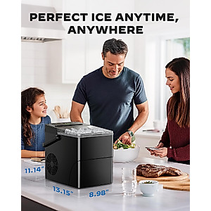 HOMEZAY Countertop Ice Maker, Compact Ice Maker with Larger 2.5L Expanding Ice Basket & 1.8L Water Tank, Smart Touch Control, 9 ICES in 6 Mins, 26 lbs per Day, Self-Cleaning, for Home/Party/Office/RV