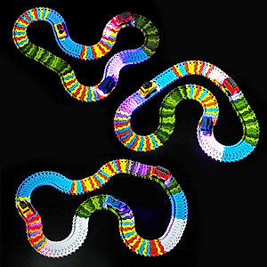 Tracks Cars Replacement only, Toy Cars for Magic Tracks Glow in the Dark, Racing Car Track Accessories with 5 Flashing LED Lights, Compatible with Most Car Tracks for Kids Boys and Girls(3pack)