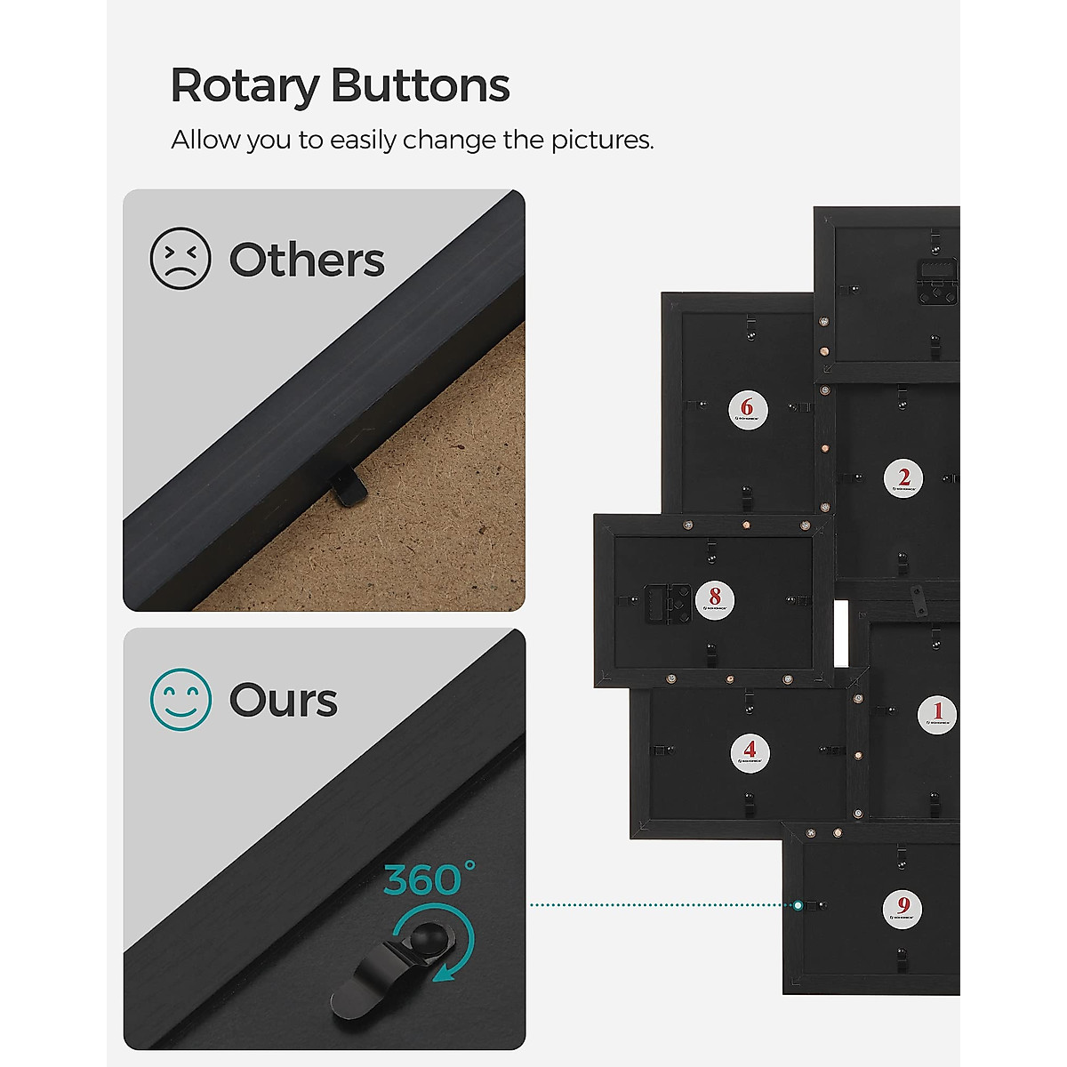 SONGMICS Collage Picture Frames, 4x6 Picture Frames Collage for Wall Decor, 10 Pack Photo Collage Frame for Gallery, Multi Family Picture Frame Set, Glass Front, Assembly Required, Ink Black