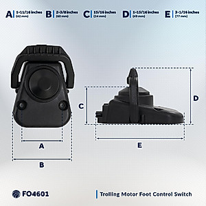 Five Oceans Trolling Motor Foot Switch with On Lever Continuous Control - Trolling Motor Foot Control Rated Up to 20 Amps DC, 12-24-Volts, Black Polycarbonate, Waterproof IP65 - FO4601