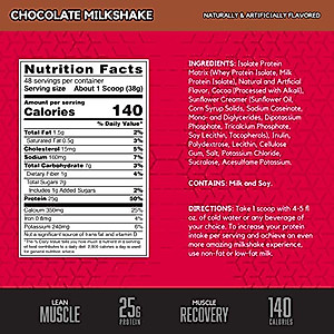 BSN SYNTHA-6 Isolate Protein Powder, Chocolate Protein Powder with Whey Protein Isolate, Milk Protein Isolate, Flavor: Chocolate Milkshake, 48 servings (packaging may vary)